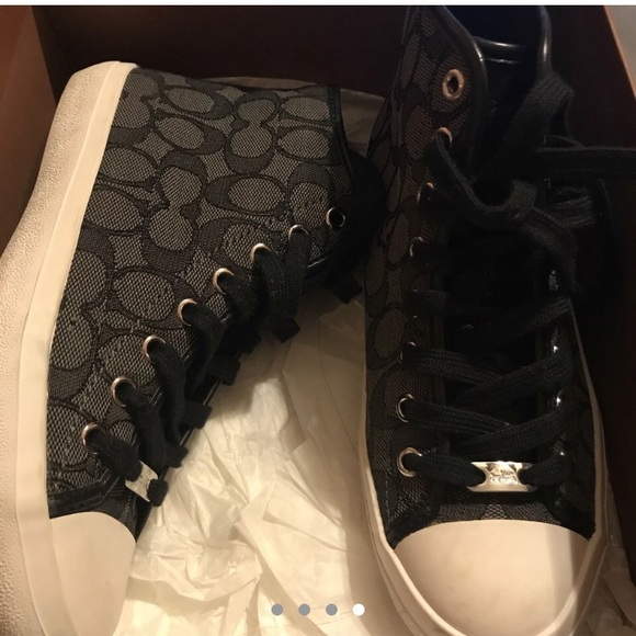 Coach | Shoes | Black Authentic Coach High Top Sneakers | Poshmark